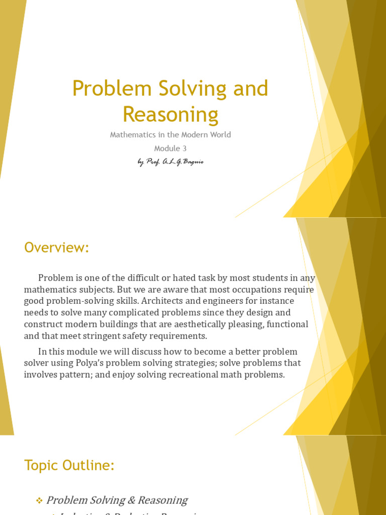 Module 3 Problem Solving and Reasoning | PDF | Inductive Reasoning | Reason
