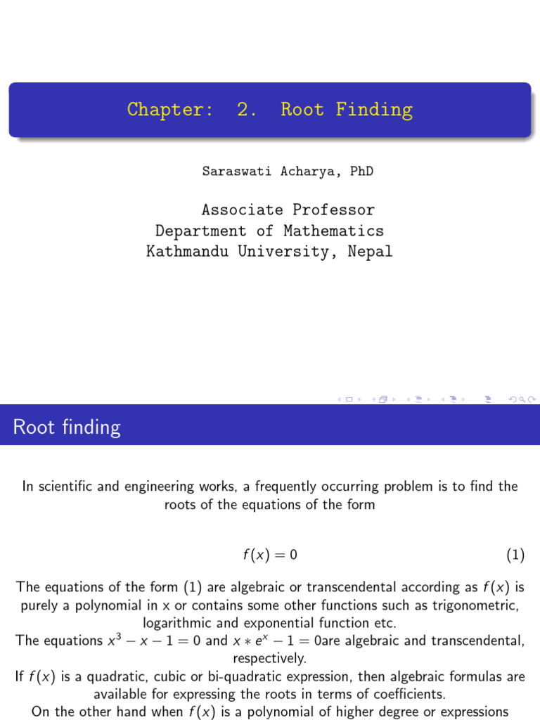 Root_Finding_Saraswati | PDF | Mathematical Objects | Numerical Analysis