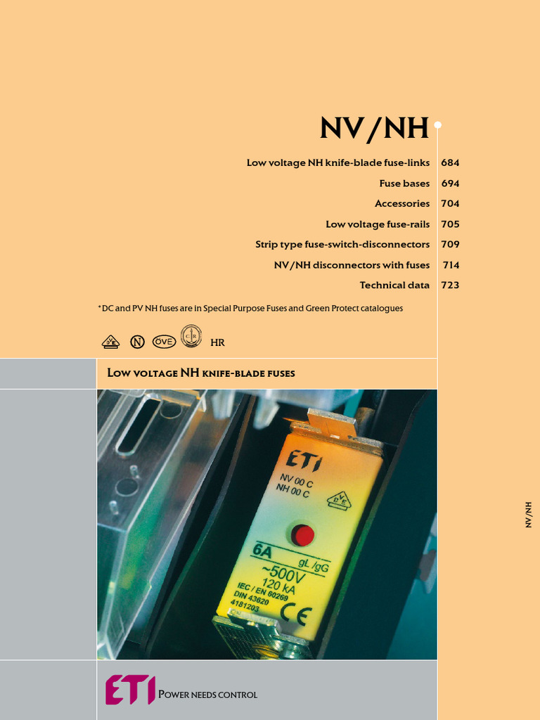 NV/NH: Low Voltage NH Knife-Blade Fuses | PDF | Fuse (Electrical ...