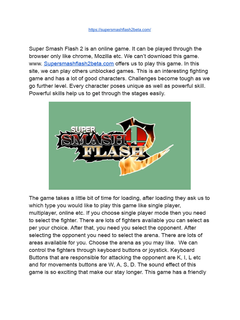 Play Super Smash Flash 2 Online | PDF | Video Game Gameplay