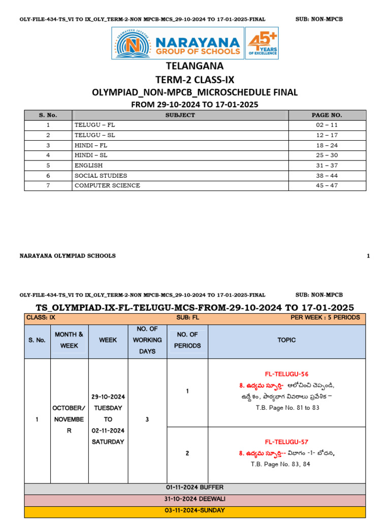 04 - TS - Ix - Oly - Term-2-Mcs - 29-10-2024 To 17-01-2025 Final | PDF