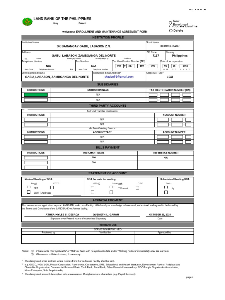 WeAccess Monetary Enrolment Form | PDF | Transaction Account | Password