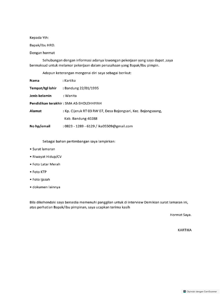 Lamaran Kerja KARTIKA 2024-Compressed - Compressed - Compressed | PDF