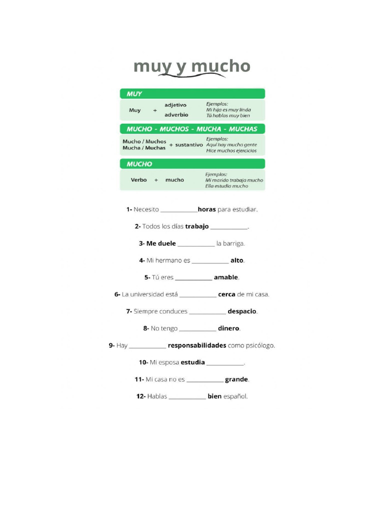 Ejercicio MUY X MUCHO | PDF