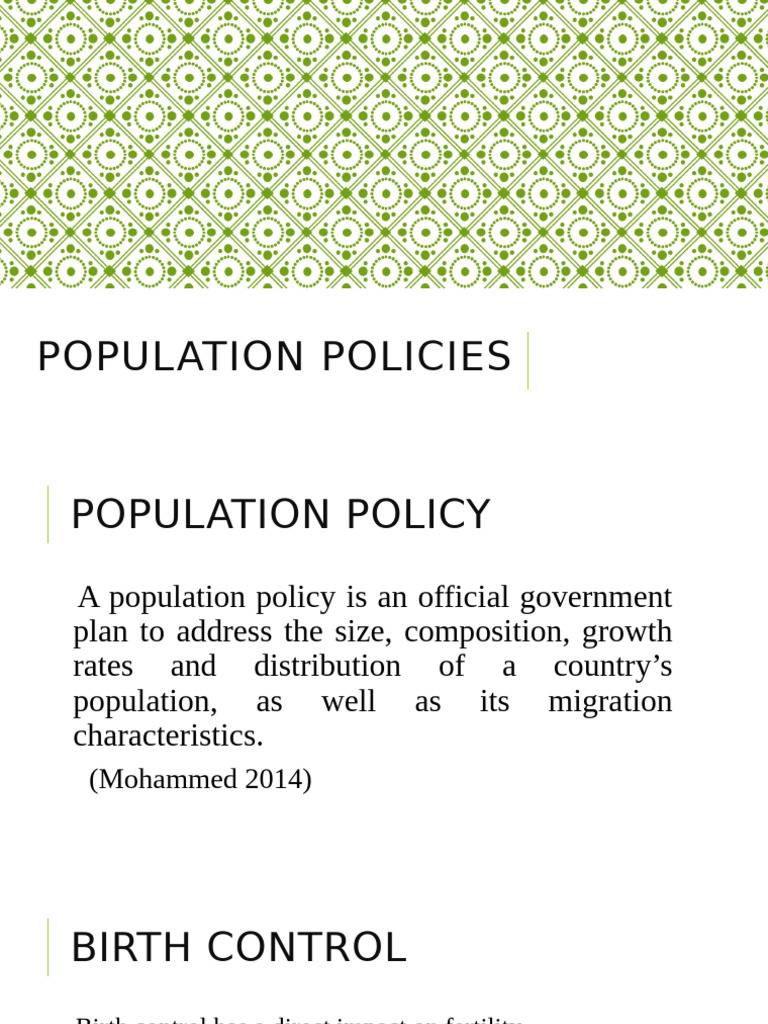 Population Policies | PDF | Birth Control | Family Planning