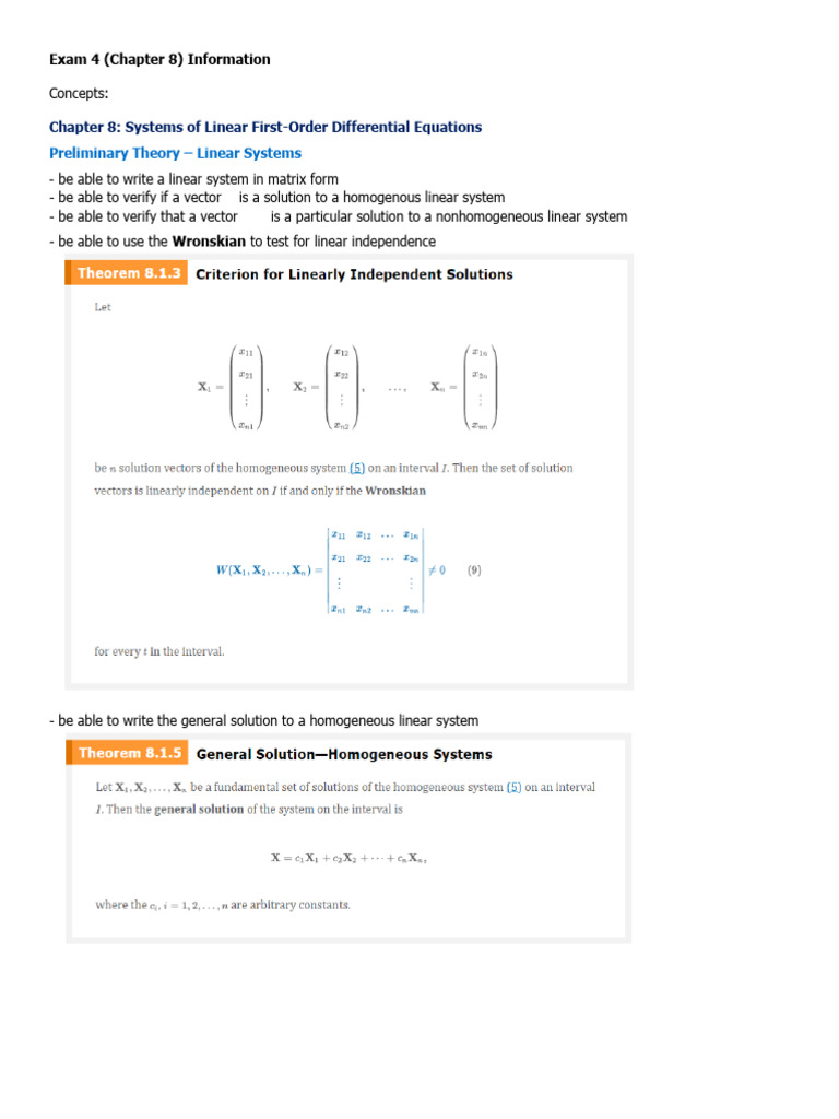 Preliminary Theory Linear Systems: Chapter 8: Systems of Linear First ...