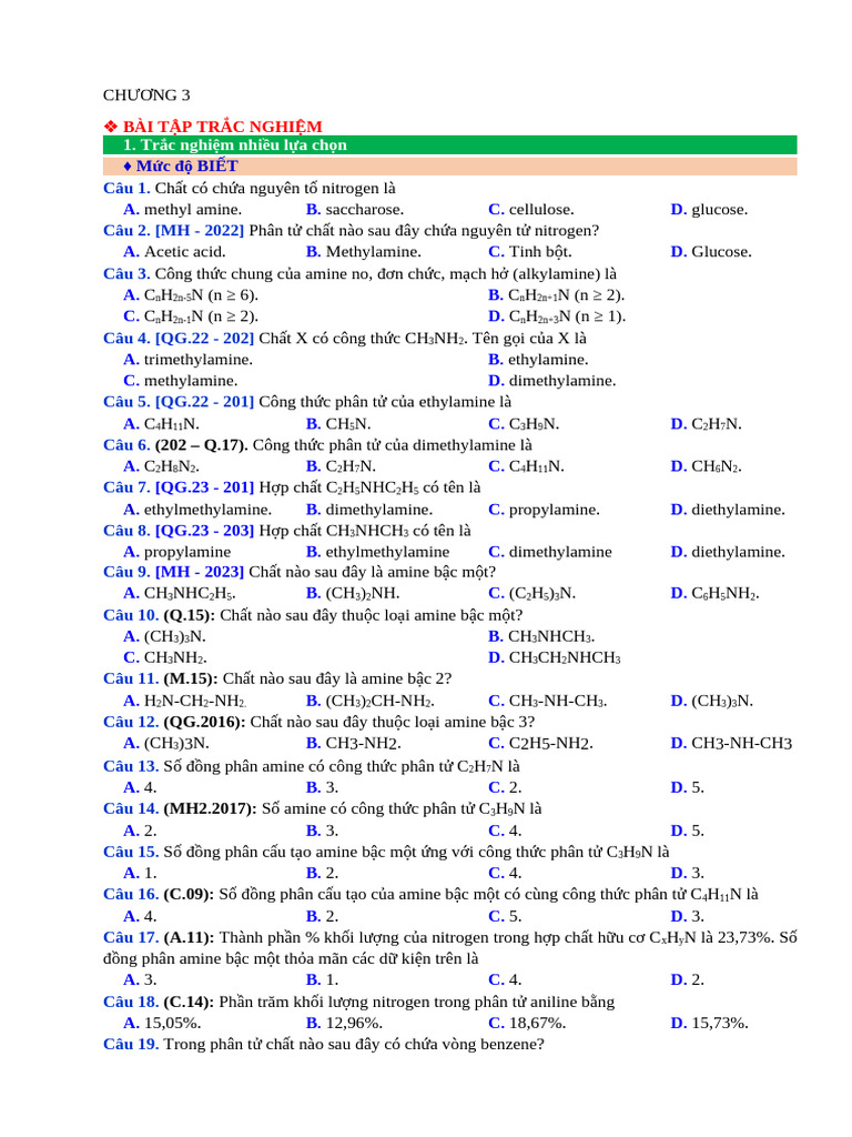 Chương 3 HS Hop Chat Chua Nitrogen - in | PDF