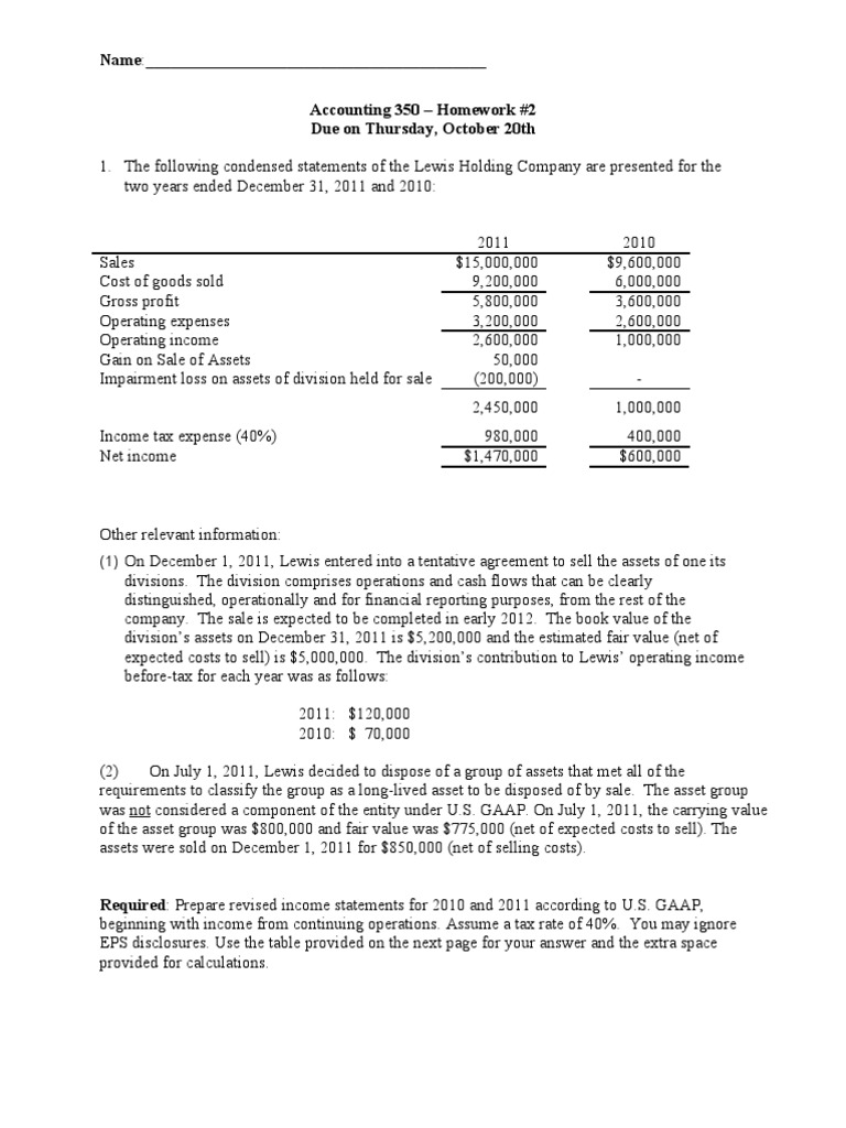 HW#2 | PDF | Bad Debt | Income Statement