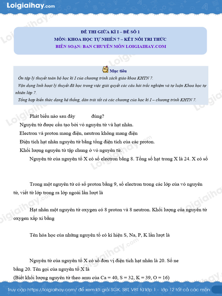 De Thi Giua Ki 1 KHTN 7 Ket Noi Tri Thuc de So 1 1672218620 | PDF