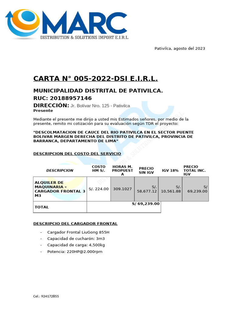 Cotizacion Maricarmen-Car - Frontal | PDF