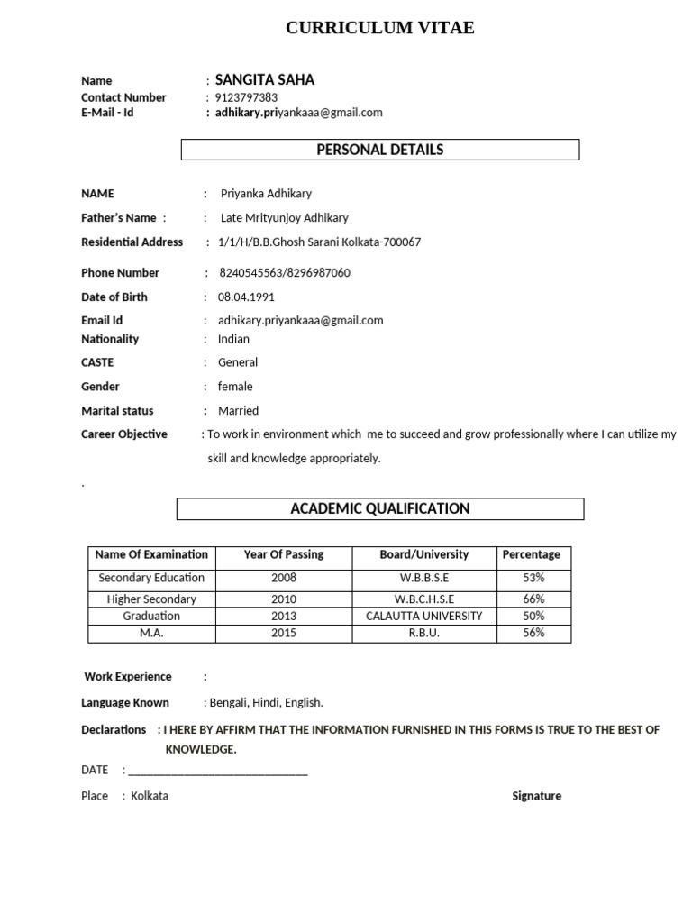 Priyanka CV | PDF