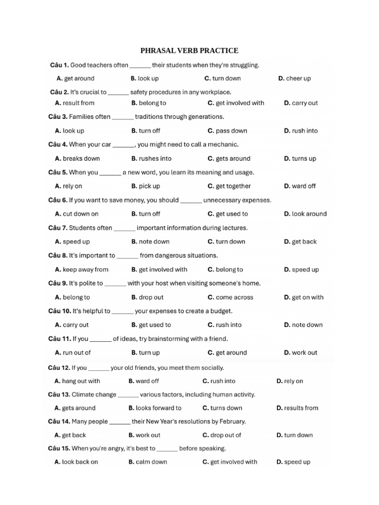 Phrasal Verb Practice | PDF