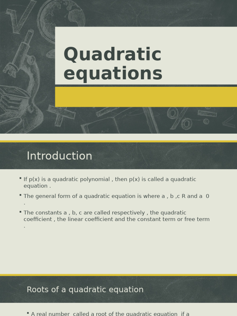 Quadratic Equations | PDF | Quadratic Equation | Factorization