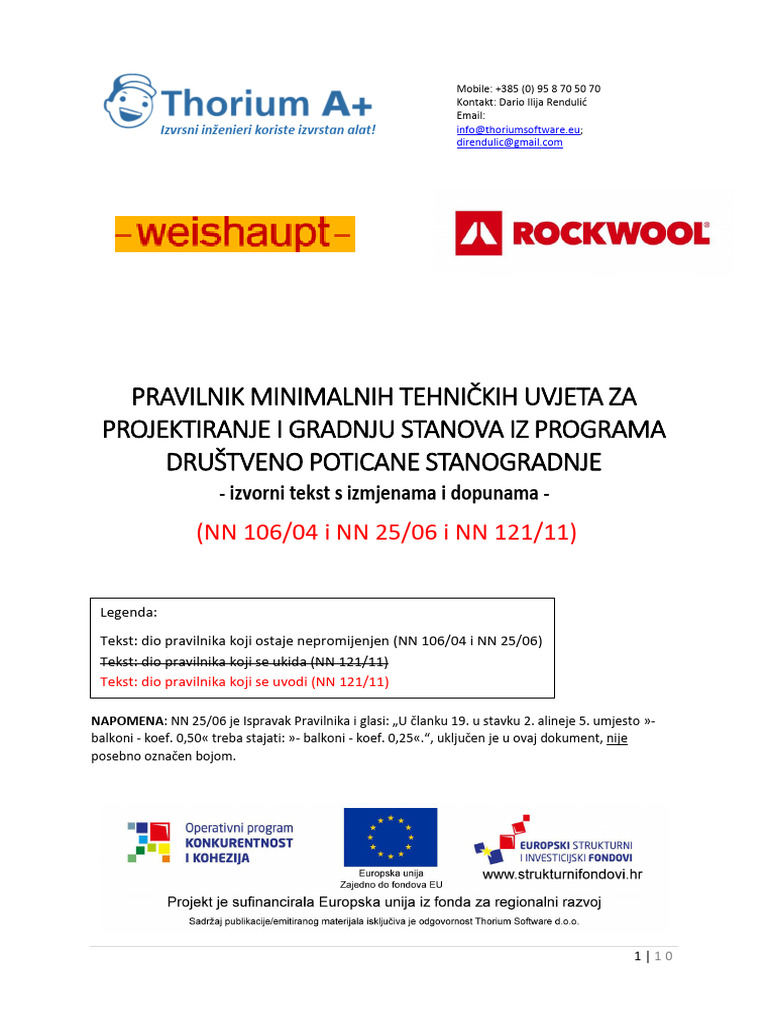 Pravilnik Minimalnih Tehničkih Uvjeta Za Projektiranje I Gradnju Stanova Iz Programa Društveno ...