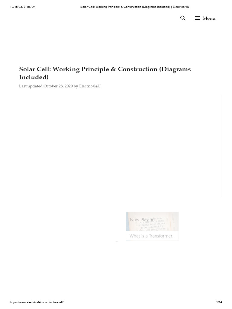 Solar Cell - Working Principle & Construction | PDF | P–N Junction ...