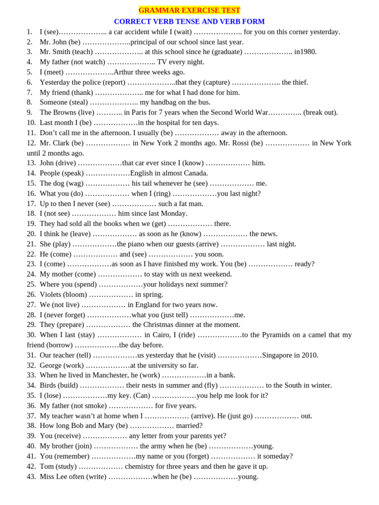 Btap Thì + Dap An | PDF