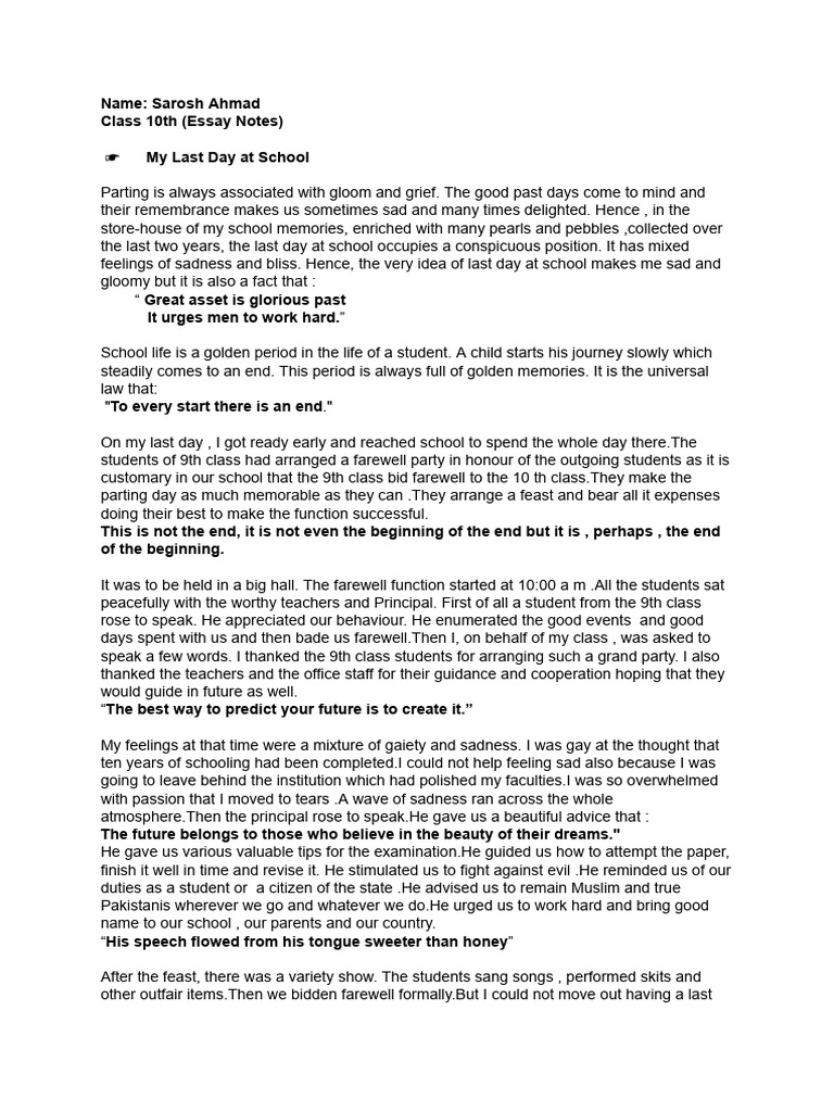 Essays Class 10th | PDF