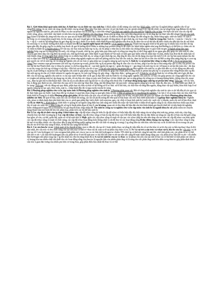 sinh học gk1 | PDF