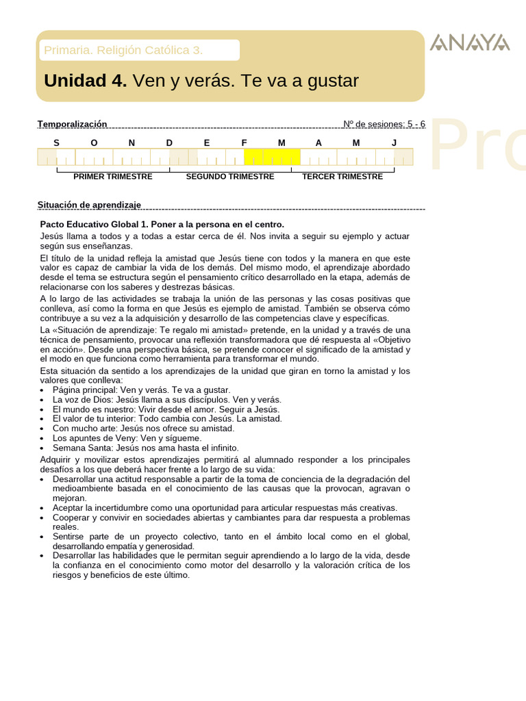 Religion3p U04 | PDF | Evaluación | Salón de clases