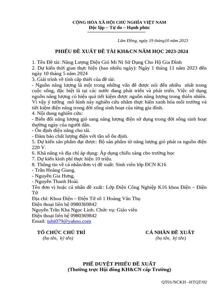 DANGKY NCKH DCNK16new | PDF