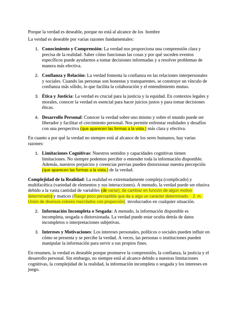 Porque La Verdad Es Deseable | PDF | Evidencia | Verdad