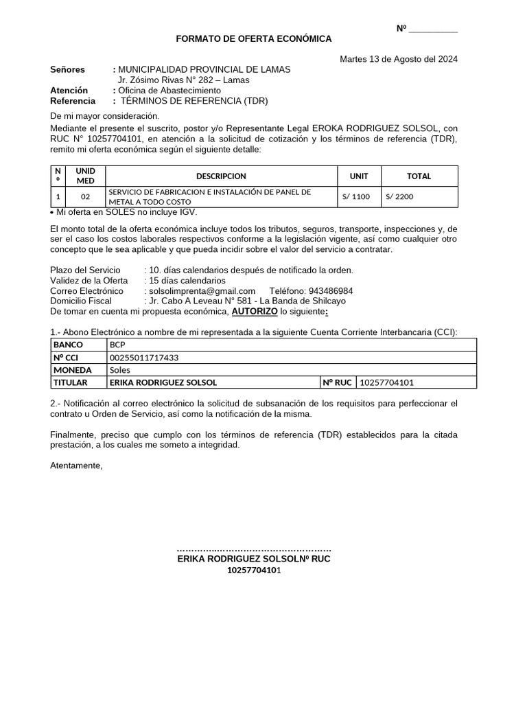 Formatos Propuestas Servicios | PDF | Gobierno | Justicia
