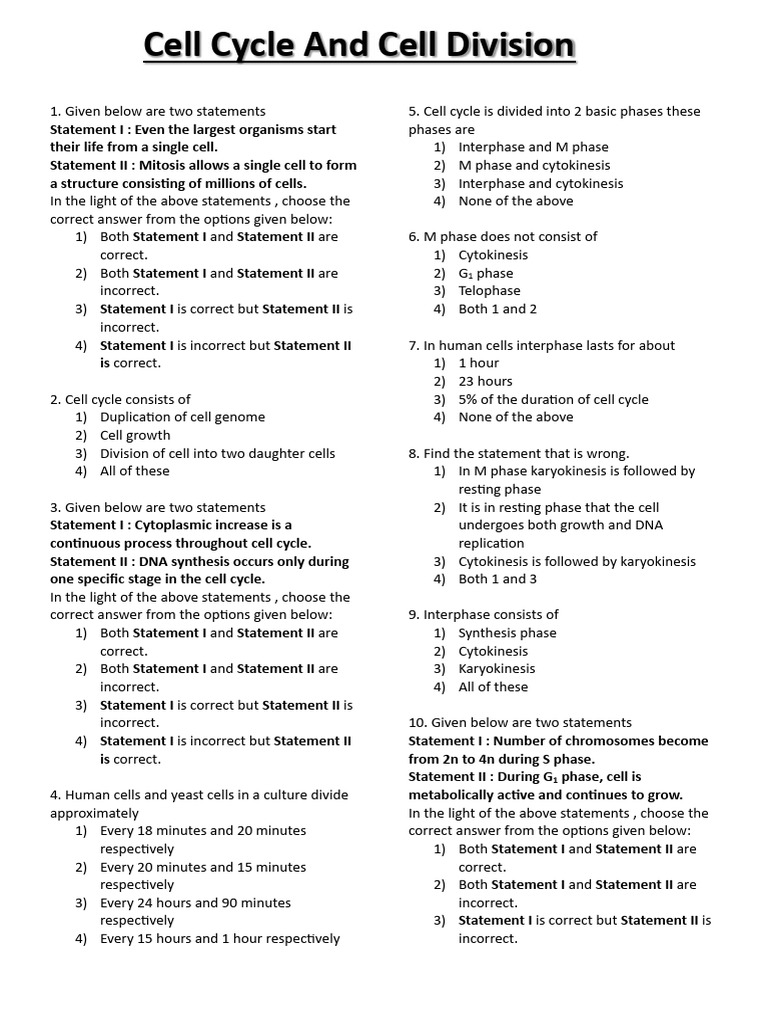 DPP 01 | PDF | Mitosis | Cell Cycle