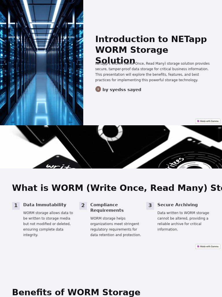 Introduction To NETapp WORM Storage Solution | PDF | Regulatory ...