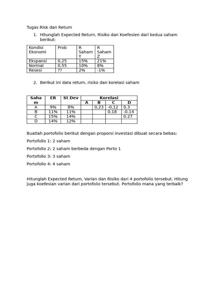 Tugas Risk Dan Return | PDF