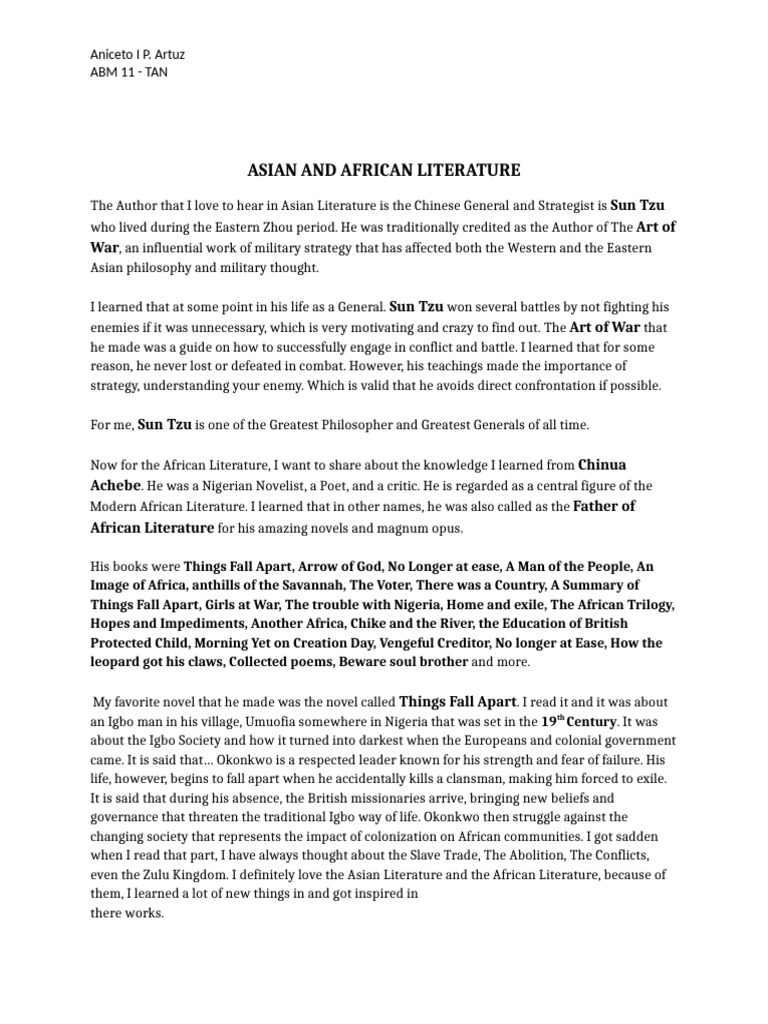 Asian and Literature 500 Words Essay | PDF | General Fiction