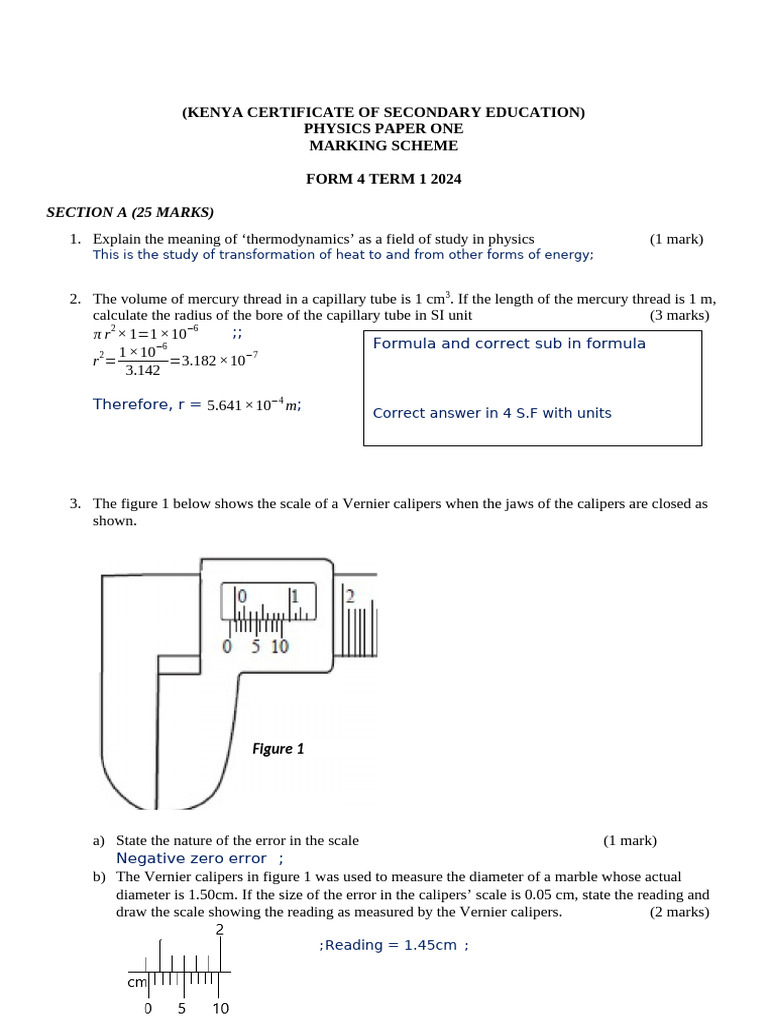 Form 4 Physics - Paper 1 - Marking Scheme | PDF | Buoyancy | Heat