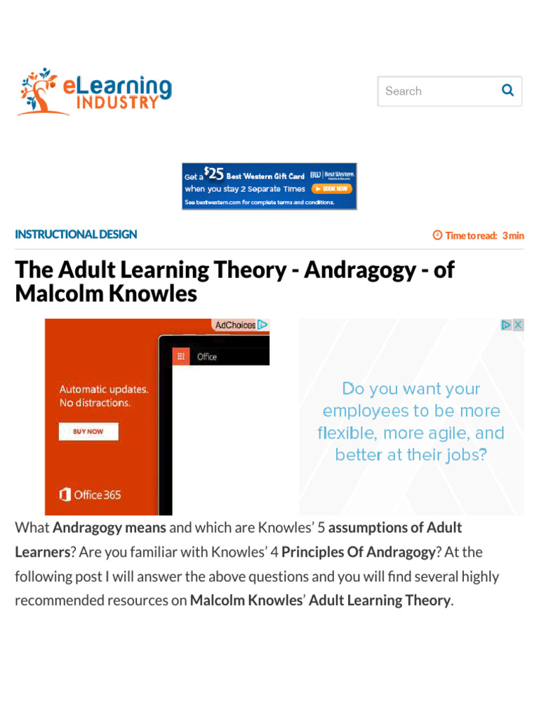 The Adult Learning Theory Andragogy of M | PDF | Adult Education | Learning