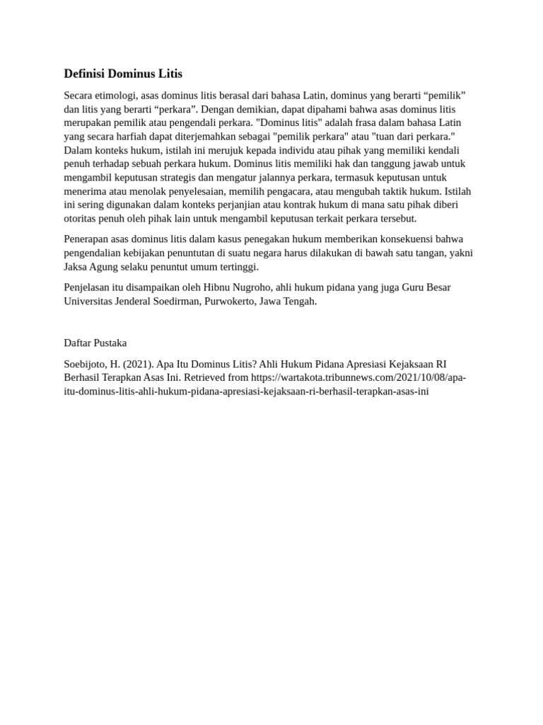 Pengertian Asas Dominus Litis | PDF