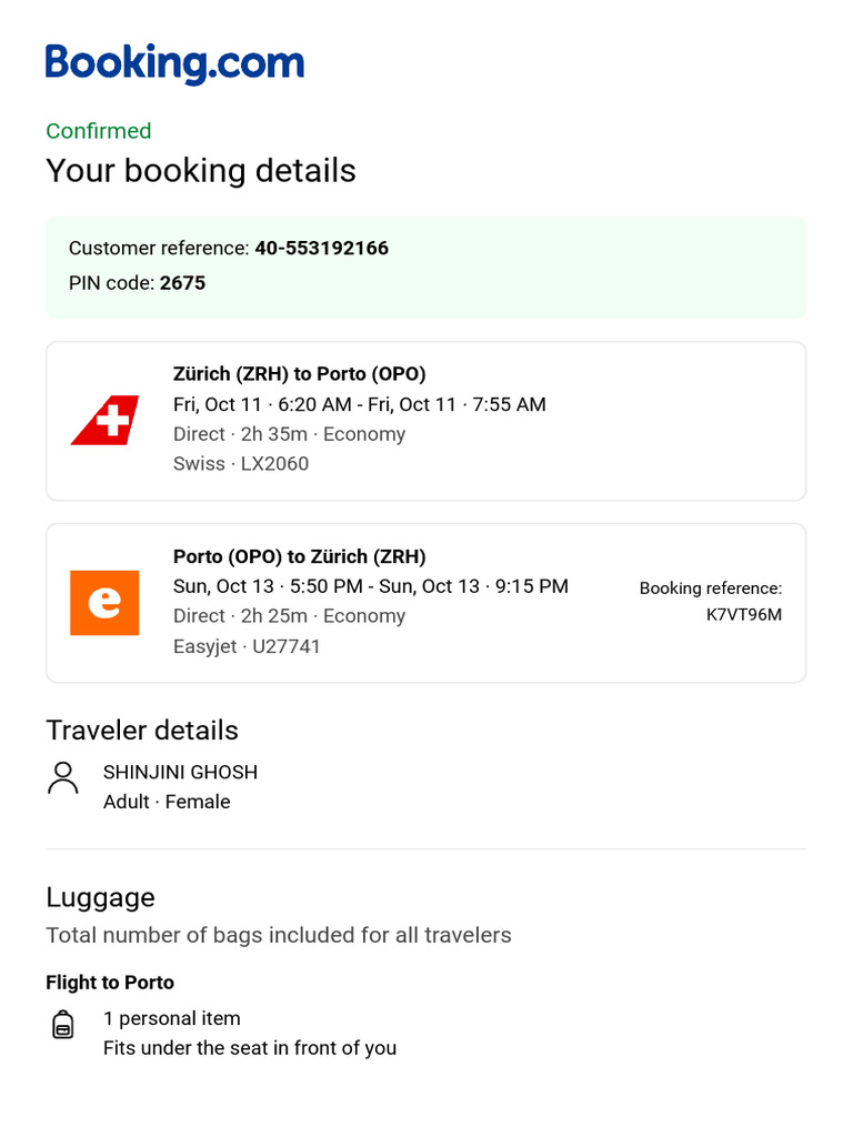 40 553192166 Booking Details | PDF