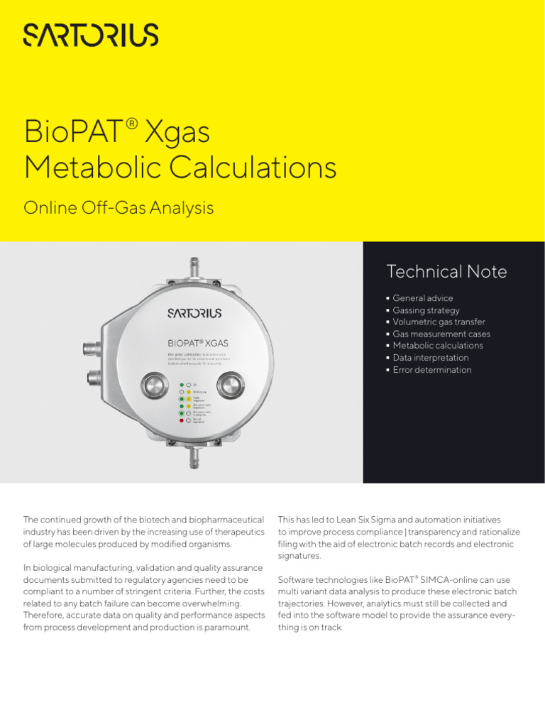 Biopat Xgas Technical Note en B Sbi1002 Sartorius | PDF | Gases ...