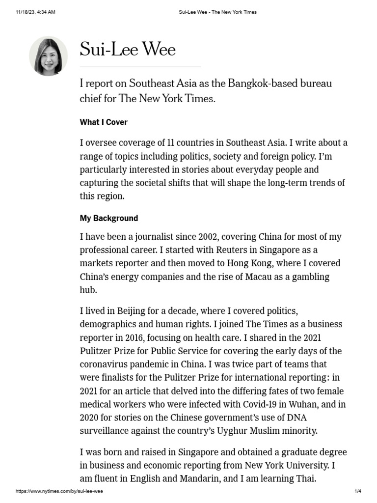 Sui-Lee Wee - The New York Times | PDF | China | World Politics