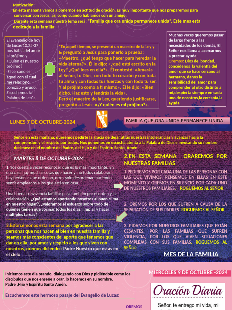 Oraciones Octubre 7-11 | PDF | Oración | orador del Señor