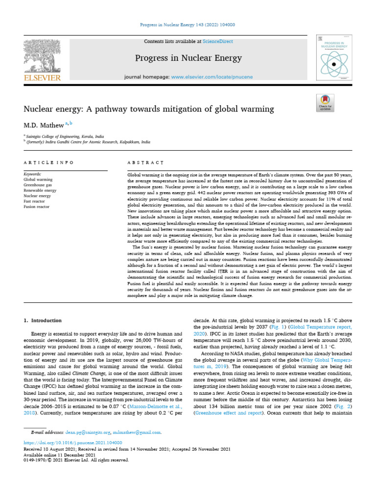 Nuclear Energy's Role in Climate Mitigation | PDF | Nuclear Fusion ...