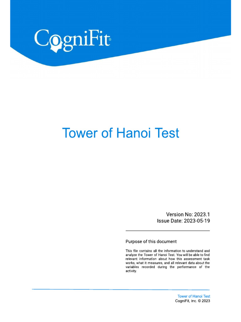 Tower of Hanoi Assessment Task | PDF