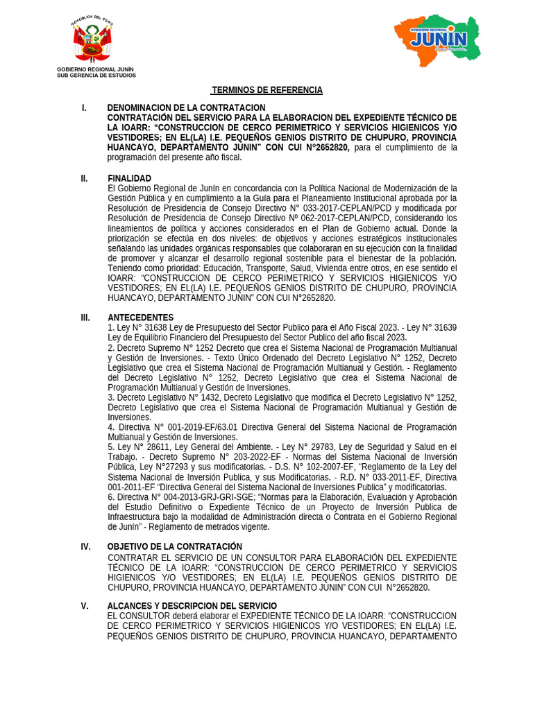 Jeff TDR Cerco Perimetrico Pequeños Genios | PDF | Presupuesto ...