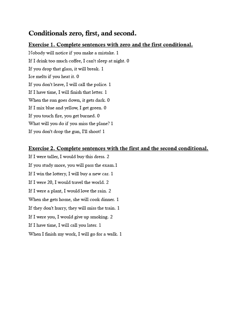 Conditionals Key | PDF