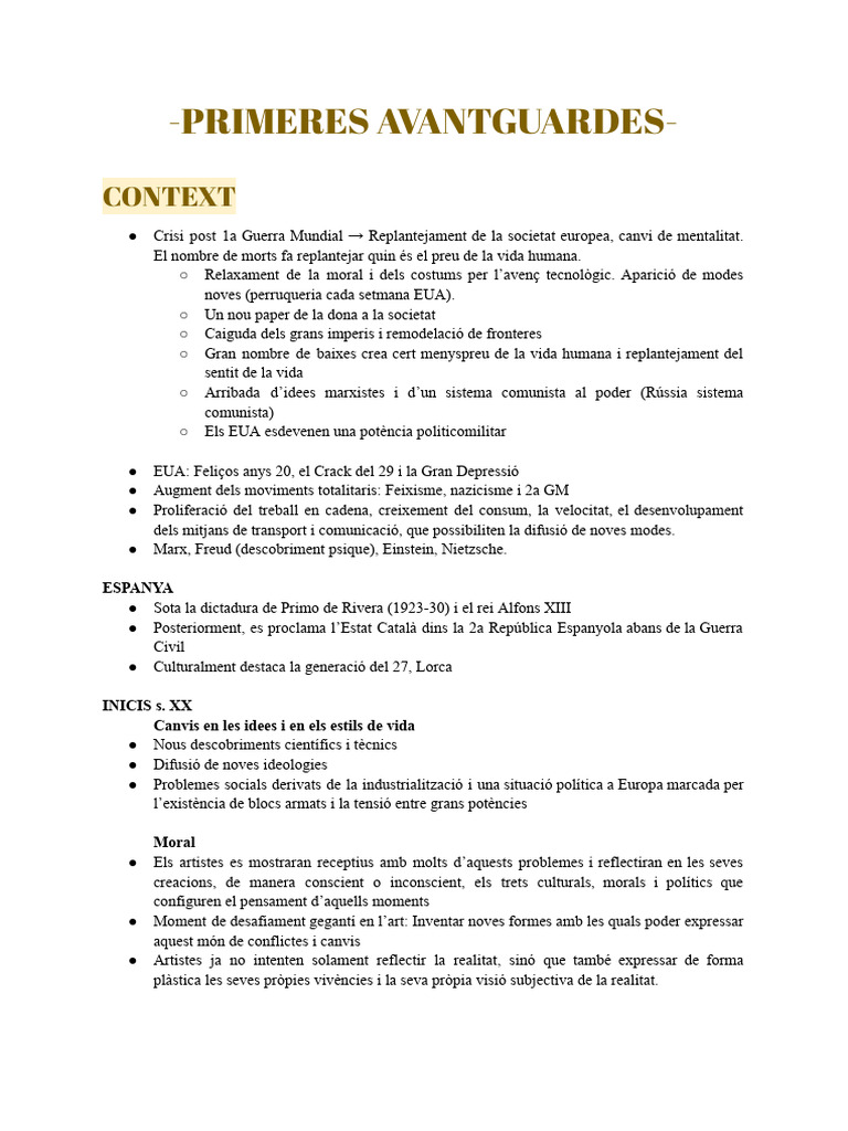 Primeres Avantguardes | PDF