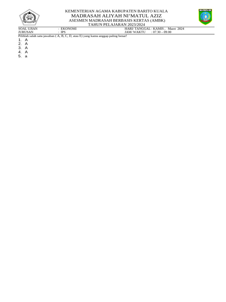 Contoh Kop Soal | PDF