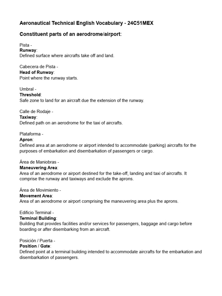 Aeronautical Vocabulary for Airports | PDF | Empennage | Airport