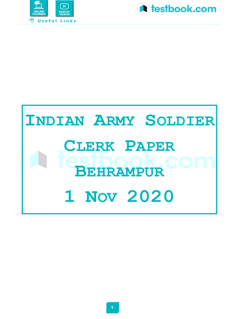 Indian Army Clerk Exam Paper 2020 | PDF | Verb | Adjective