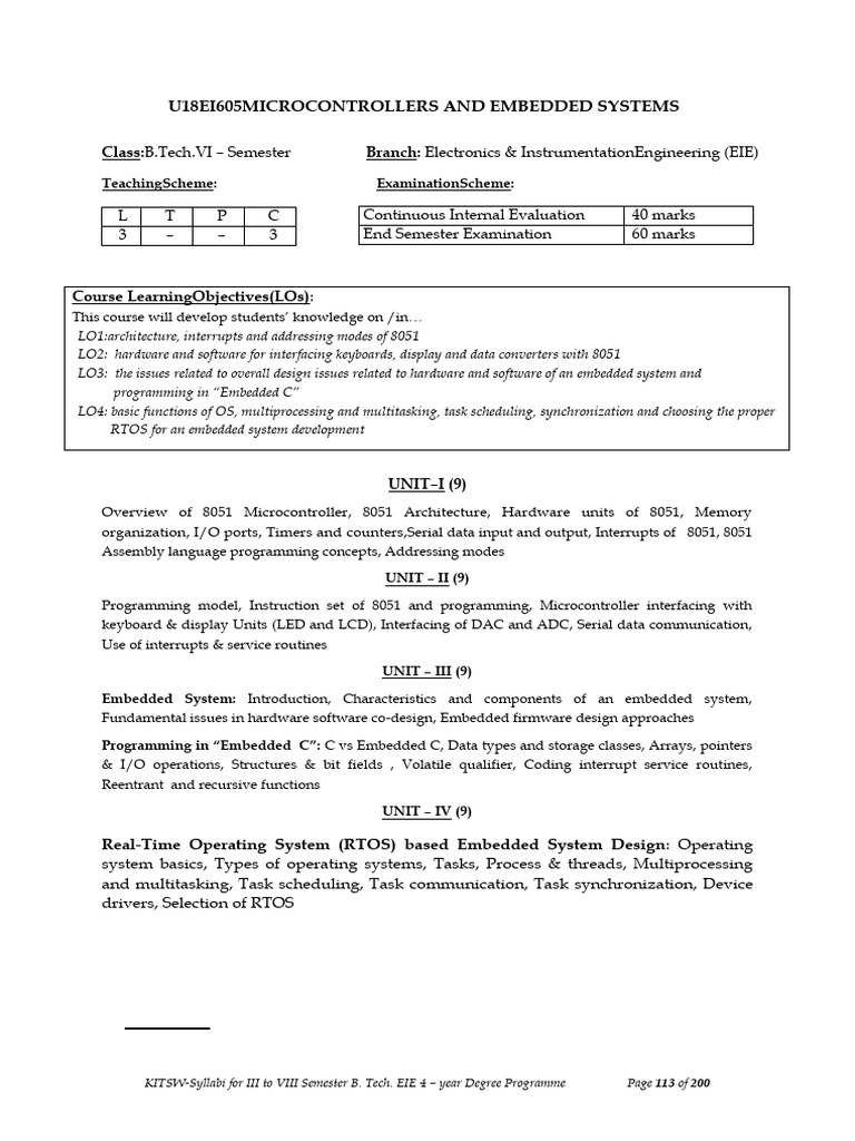 Mces Syllabus | PDF | Embedded System | Operating System