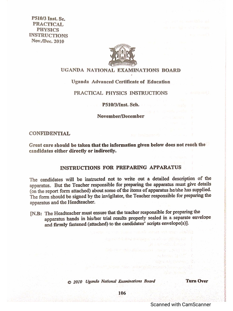 Uneb Physics S.6 2010 | PDF