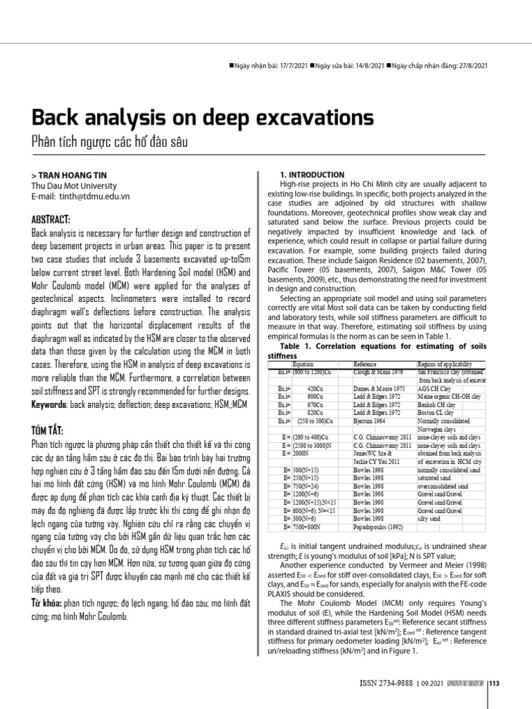 2021_Back analysis on deep excavations_Hoang | PDF | Geotechnical Engineering | Soil