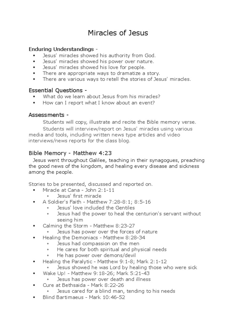 Miracles of Jesus: Authority and Compassion | PDF | Gospel Of Matthew ...