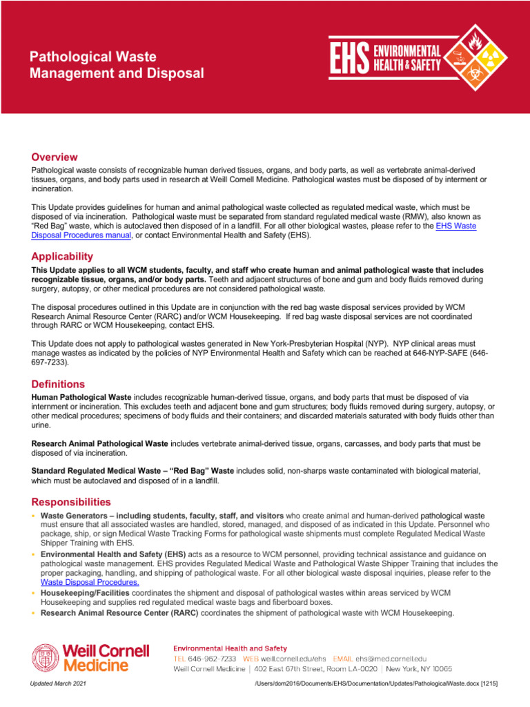 Pathological Waste Management Guidelines | PDF | Waste | Waste Management